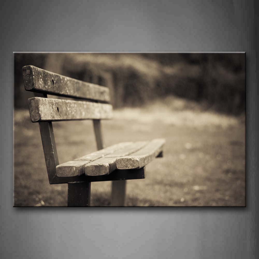 Wooden Bench In The Clear Field Wall Art Painting Pictures Print On Ca ...