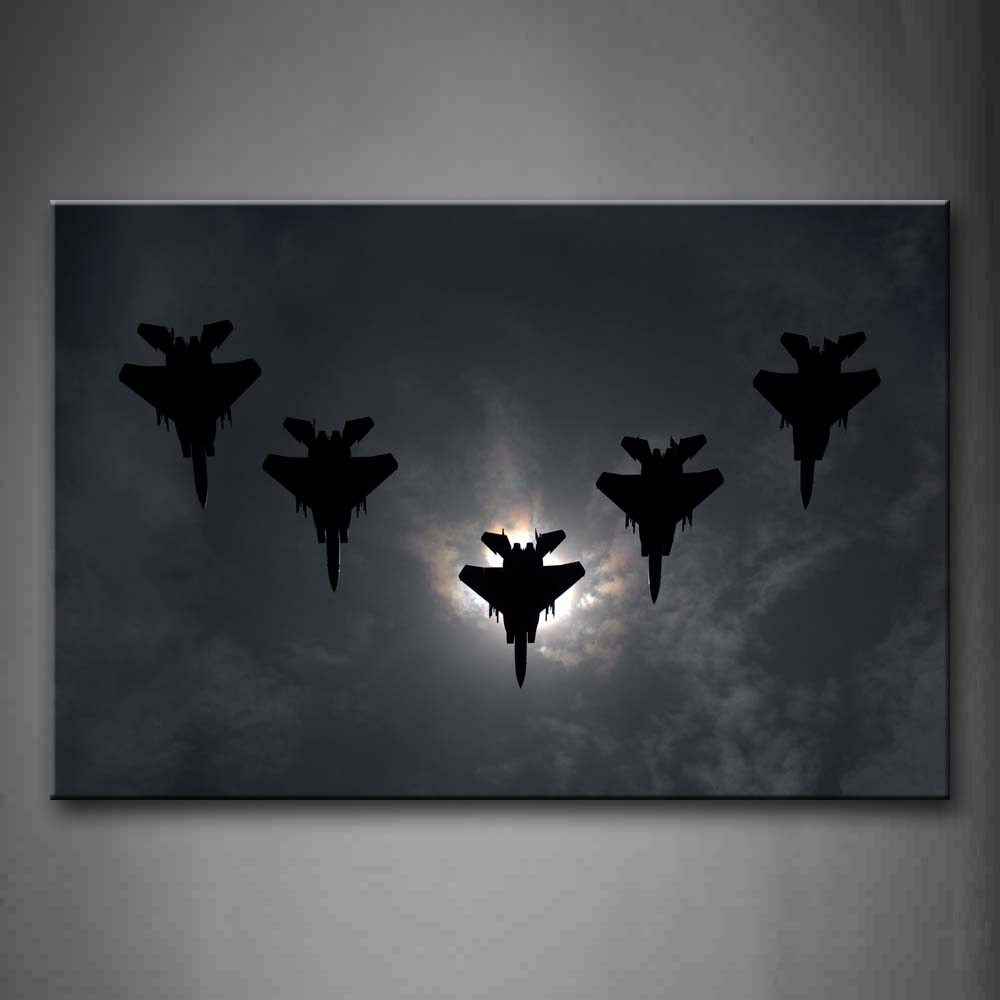 Three Warplane Fly Over Cloud And One Have Explode Wall Art Painting T ...